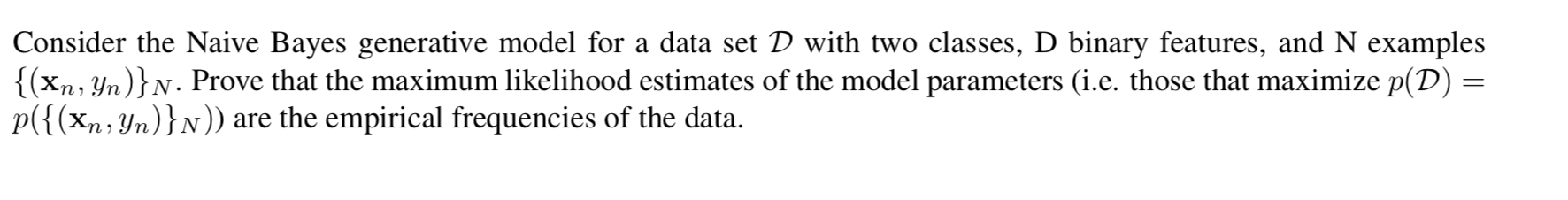 Consider the Naive Bayes generative model for a data | Chegg.com