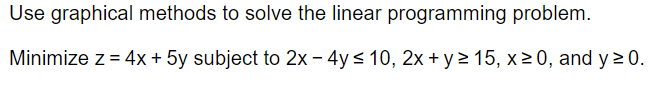 Solved Use graphical methods to solve the linear programming | Chegg.com