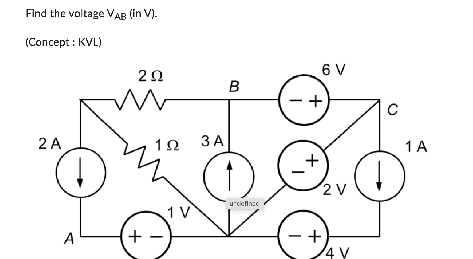 Solved Find the voltage VAB (in V ). (Concept : KVL) | Chegg.com