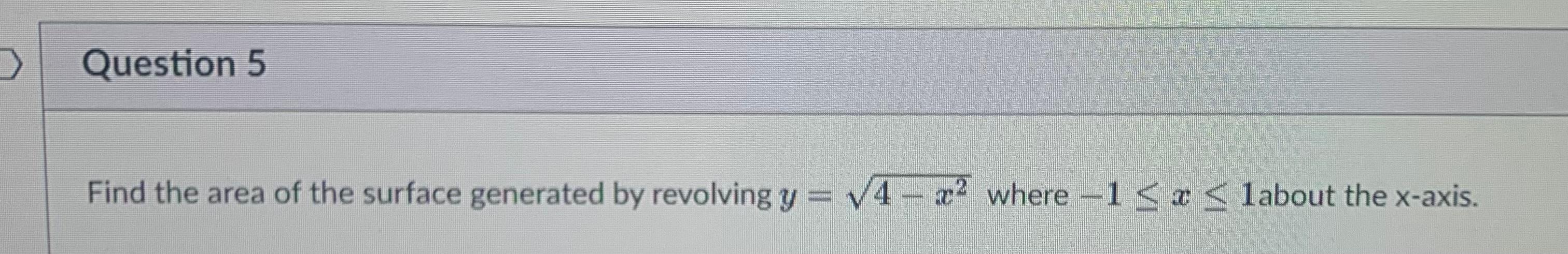 Solved Find the area of the surface generated by revolving | Chegg.com