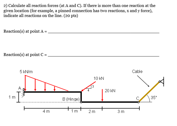 Solved Calculate all reaction forces (at A and C ). ﻿If | Chegg.com