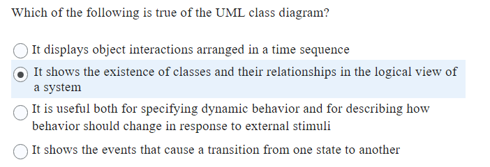 Solved Which of the following is true of the UML class | Chegg.com
