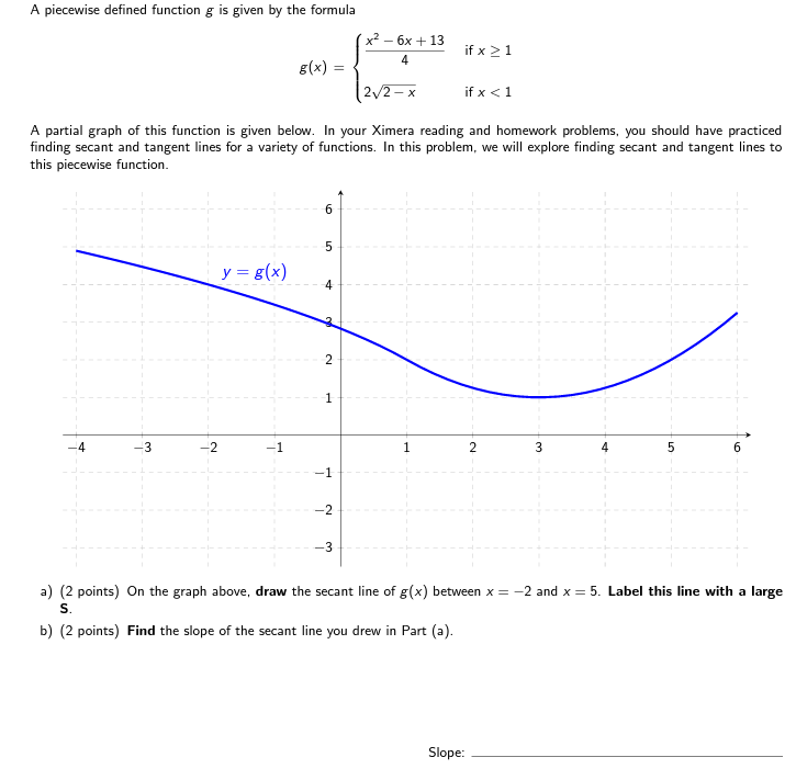 Solved A piecewise defined function g ﻿is given by the | Chegg.com