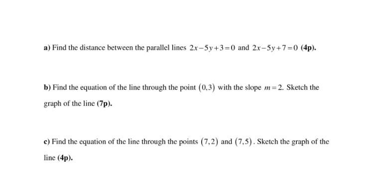 Solved a) Find the distance between the parallel lines | Chegg.com
