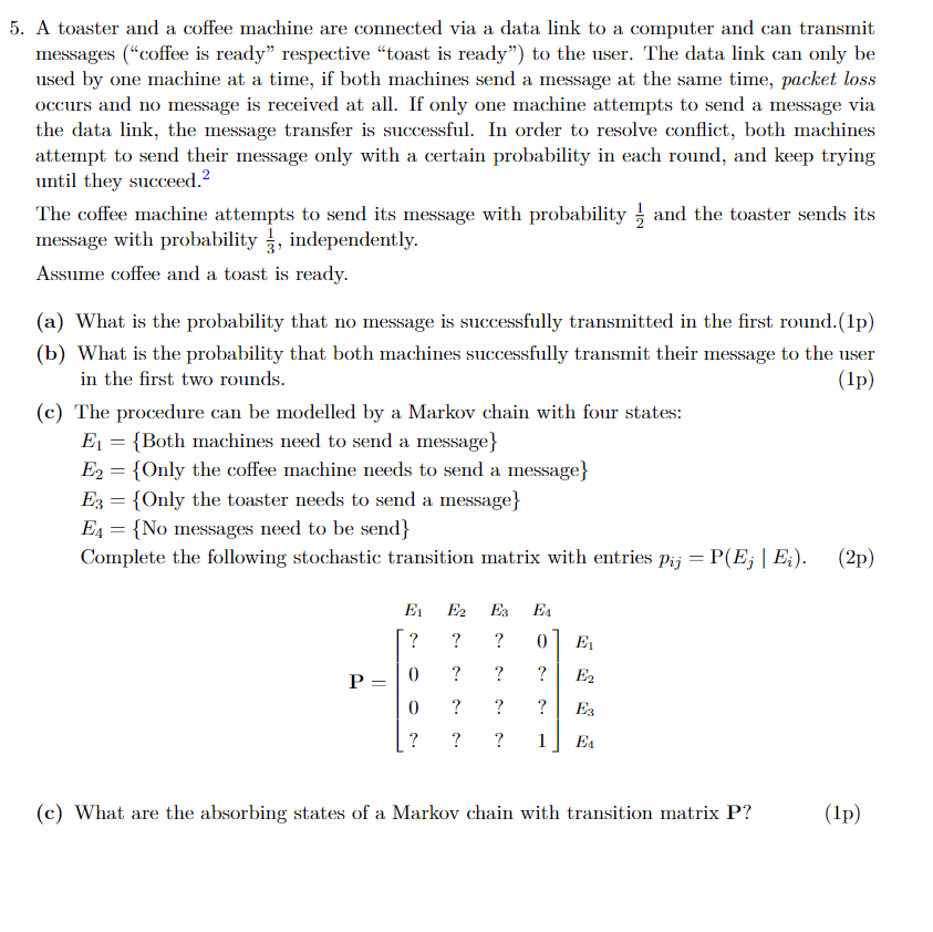 A toaster and a coffee machine are connected via a | Chegg.com