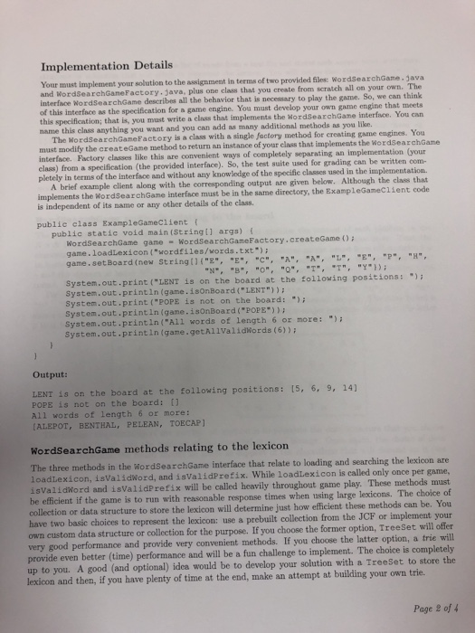 Solved Develop a class that implement the WordSearchGame | Chegg.com