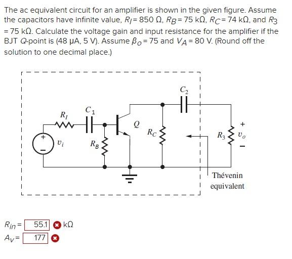 Solved The ac equivalent circuit for an amplifier is shown | Chegg.com