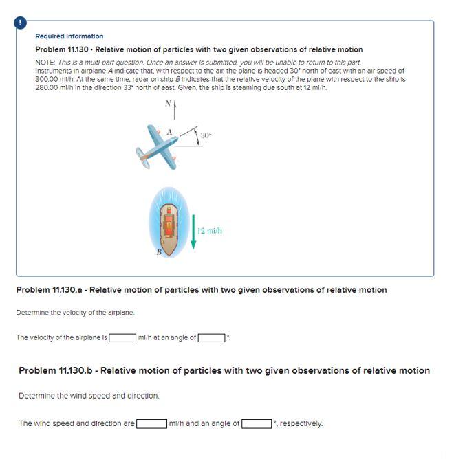 Solved Required Information Problem 11.130-Relative motion | Chegg.com