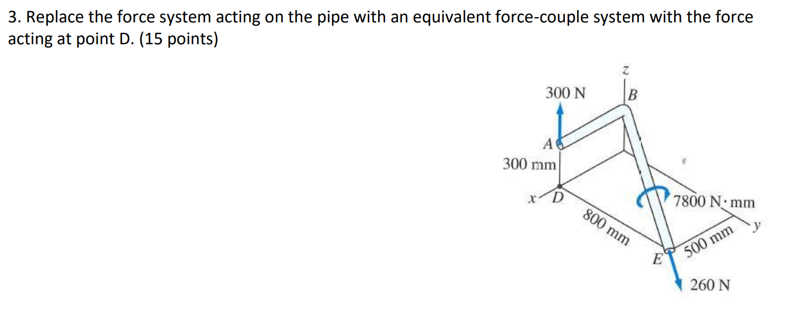 Solved 3. Replace the force system acting on the pipe with | Chegg.com