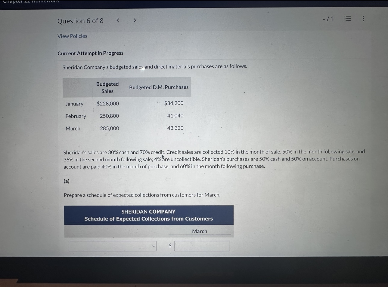 Solved Sheridan Company's budgeted sales and direct | Chegg.com