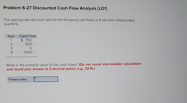 Solved Problem 6-27 Discounted Cash Flow Analysis (L01) The | Chegg.com