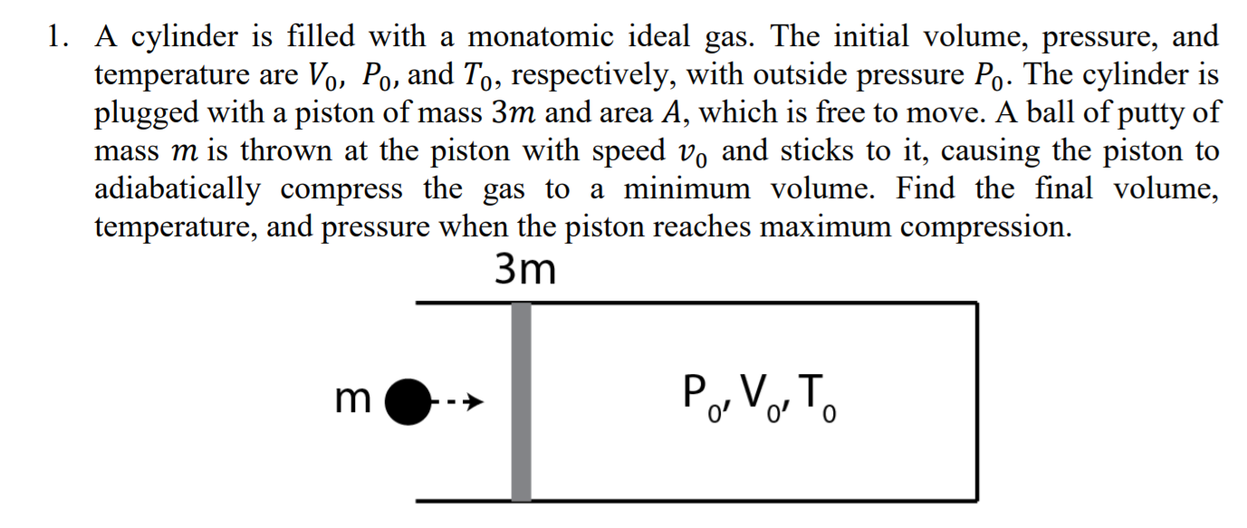 Solved: 1. A Cylinder Is Filled With A Monatomic Ideal Gas... | Chegg.com