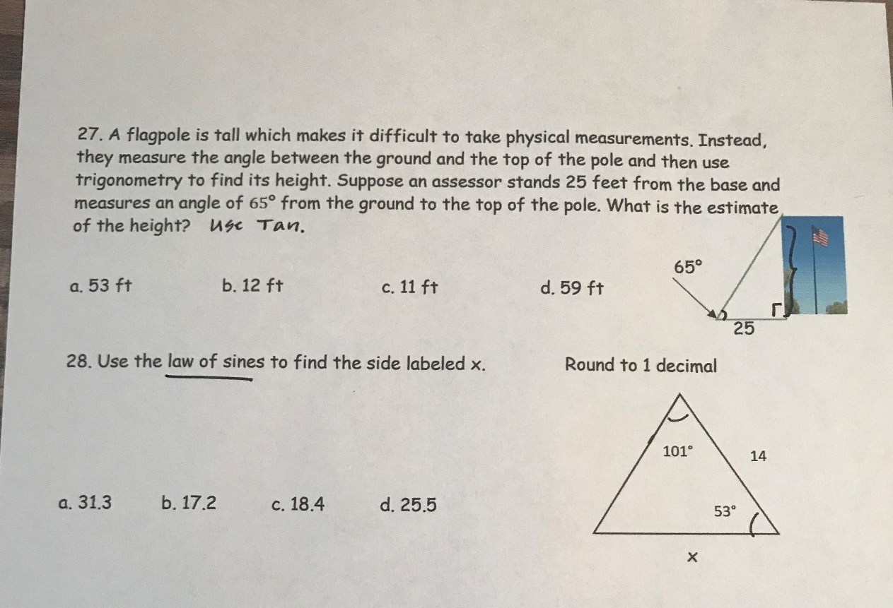 Solved 27. A flagpole is tall which makes it difficult to | Chegg.com