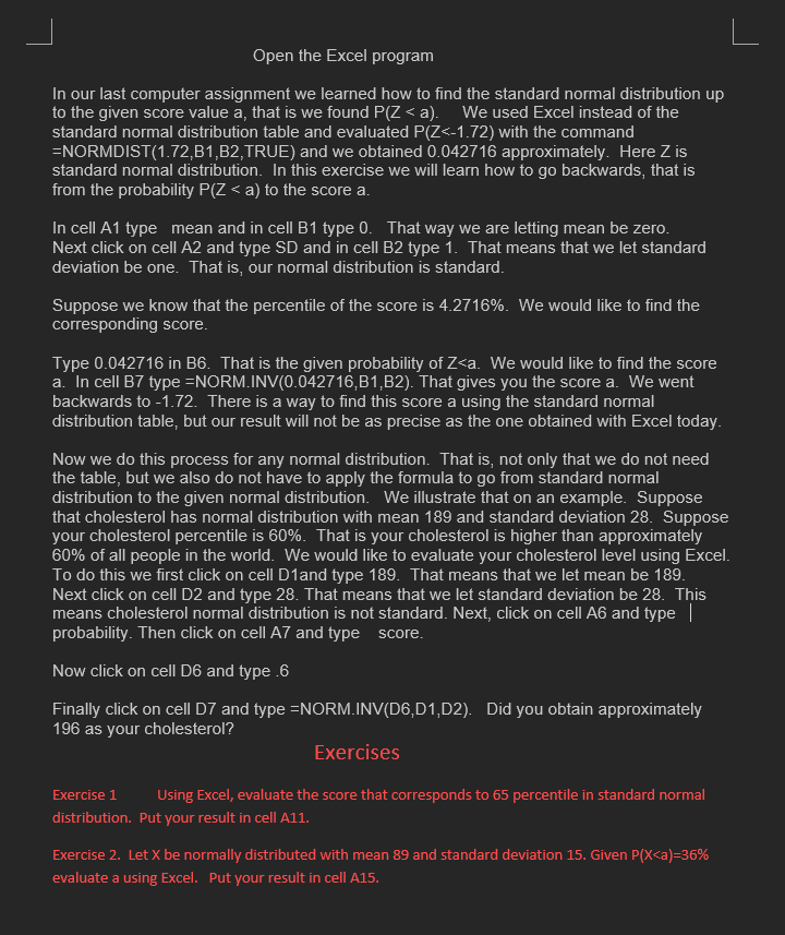 Solved Open the Excel program In our last computer | Chegg.com