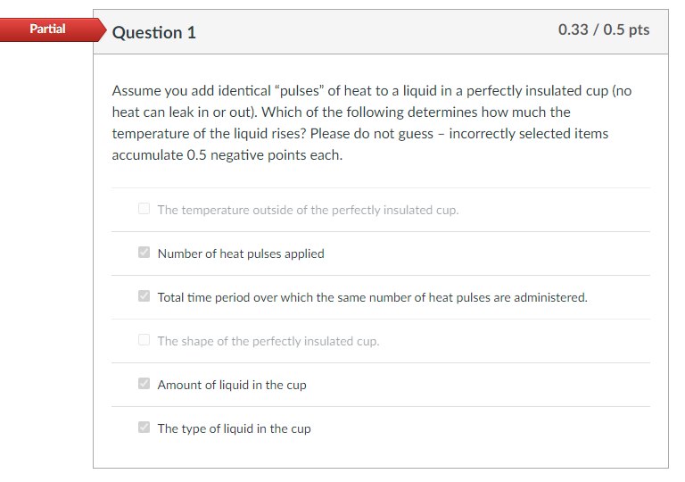 Solved Partial Question 1 0.33 / 0.5 pts Assume you add | Chegg.com