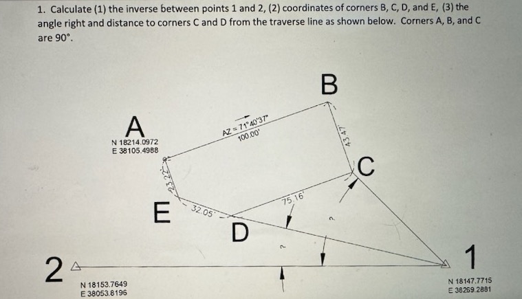 Solved Calculate (1) ﻿the inverse between points 1 ﻿and | Chegg.com