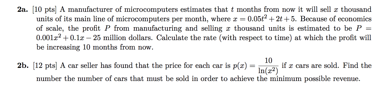 Solved 2a. [10 pts) A manufacturer of microcomputers | Chegg.com