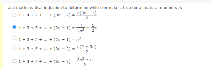 Solved Use mathematical induction to determine which formula | Chegg.com