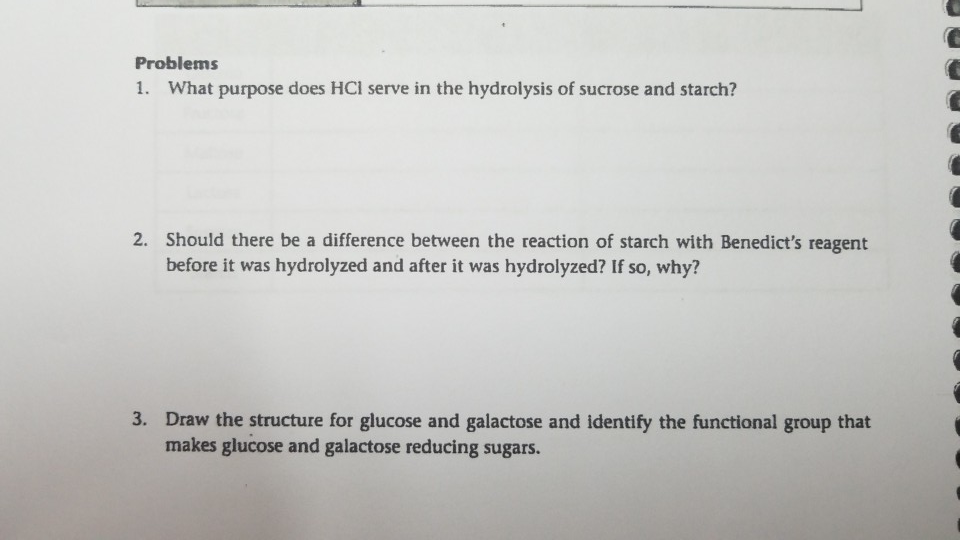 Solved Problems 1. What purpose does HCl serve in the | Chegg.com