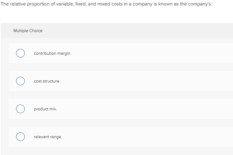Solved The relative proportion of variable, fixed, and mixed | Chegg.com