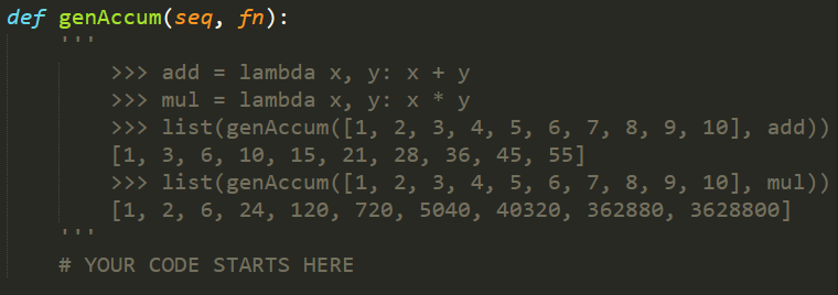 Solved [4 Pts] Write The Generator Function Genaccum Seq