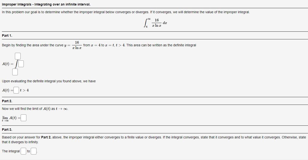 Solved Improper Integrals - Integrating over an infinite | Chegg.com
