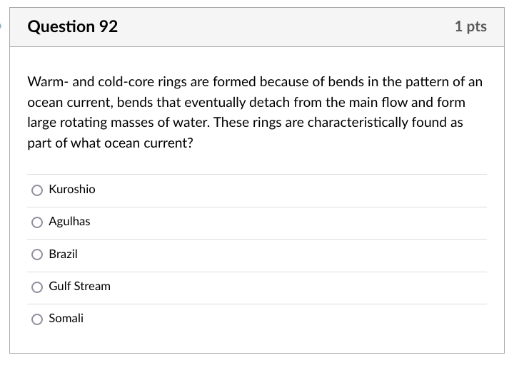 Solved Warm- and cold-core rings are formed because of bends | Chegg.com