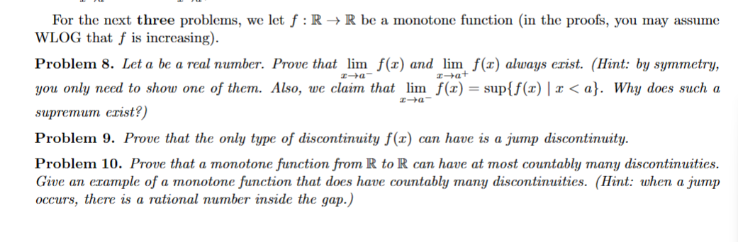 Solved For the next three problems, we let f:R→R be a | Chegg.com