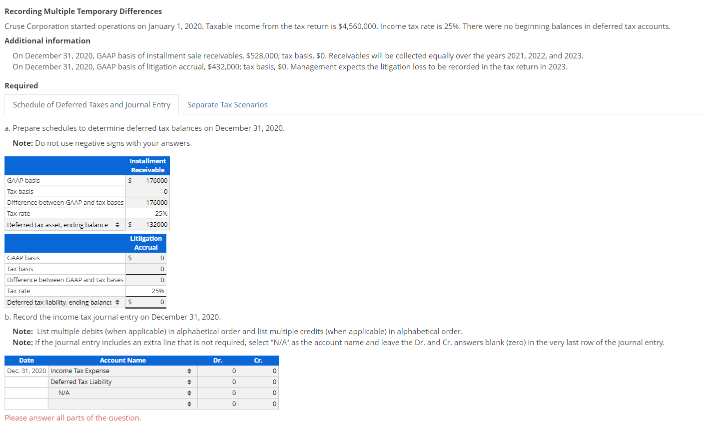 Solved Recording Multiple Temporary Differences Cruse | Chegg.com