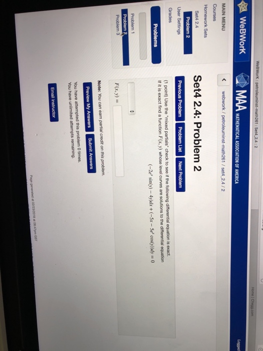 Solved webwork / petroleuminst-math261/set3 2.3/4 Set3 2.3: | Chegg.com