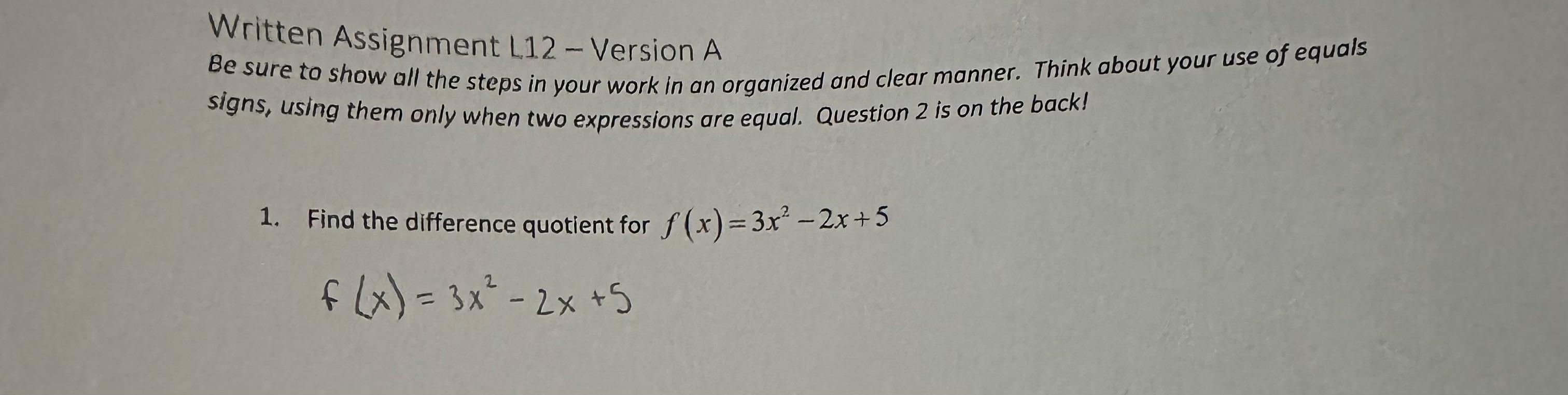 Solved Written Assignment L12 - Version A Be sure to show | Chegg.com