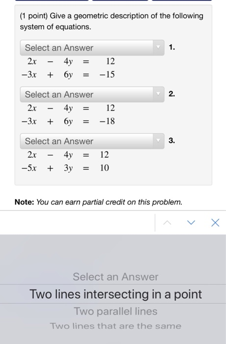 Solved (1 point) Give a geometric description of the | Chegg.com