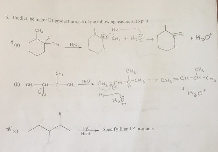 Solved Predict the major E1 product in each of the following | Chegg.com