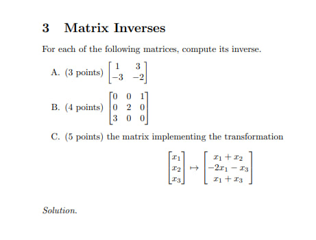 Solved For each of the following matrices, compute its | Chegg.com