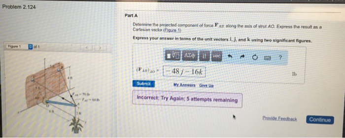 Solved Determine the projected component of force F_AB along | Chegg.com