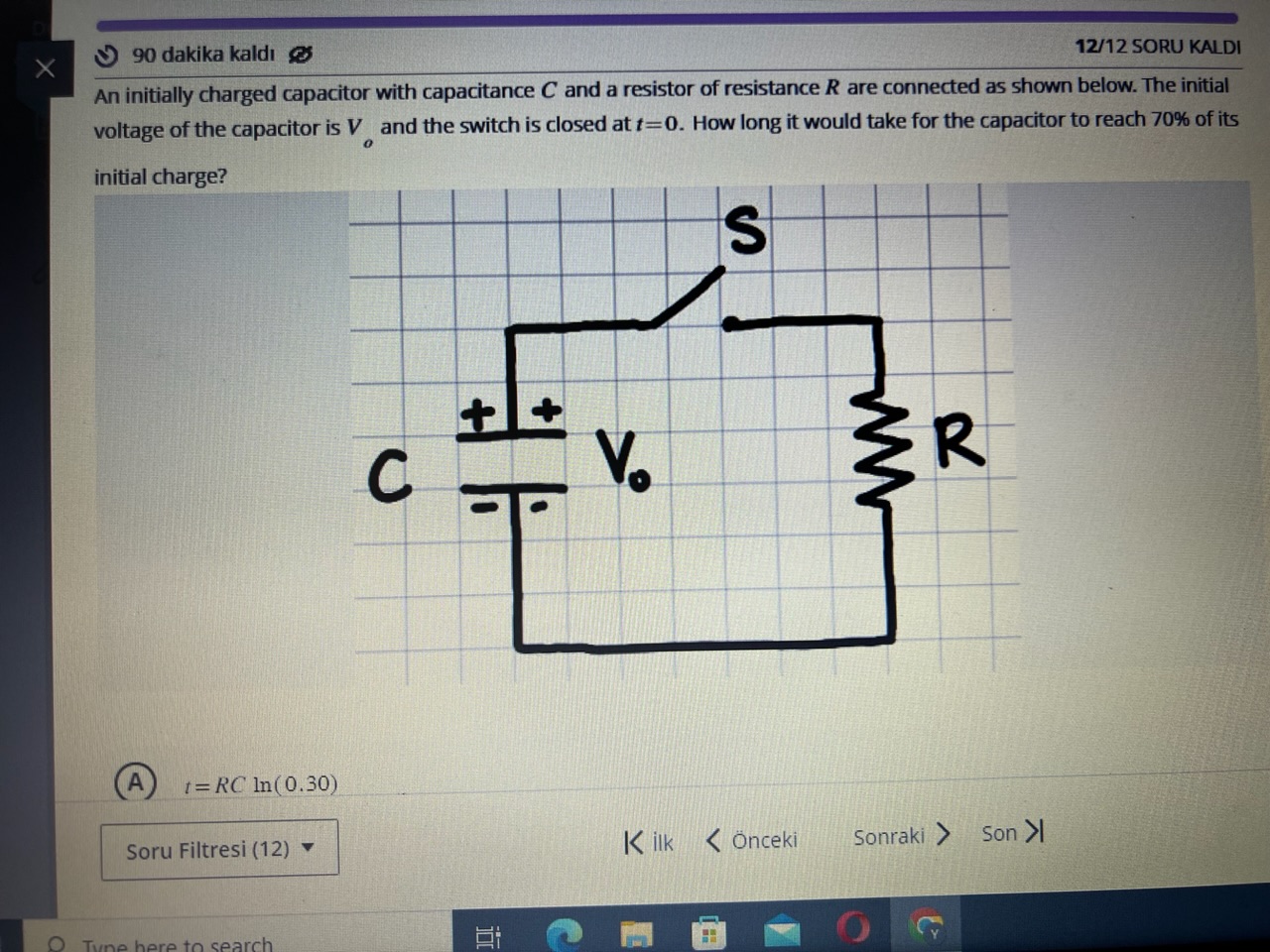 Solved An initially charged capacitor with capacitance C and | Chegg.com
