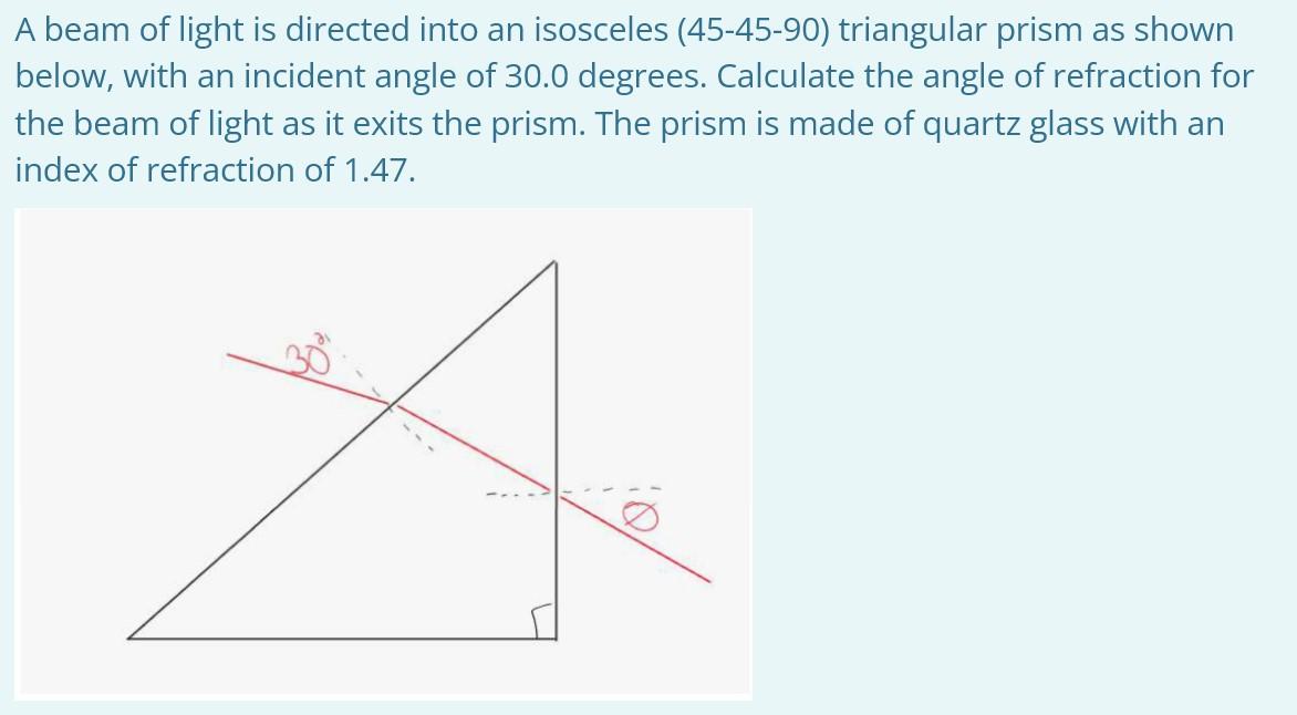 Solved A beam of light is directed into an isosceles | Chegg.com