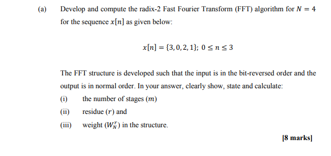 Solved A Develop And Compute The Radix 2 Fast Fourier 