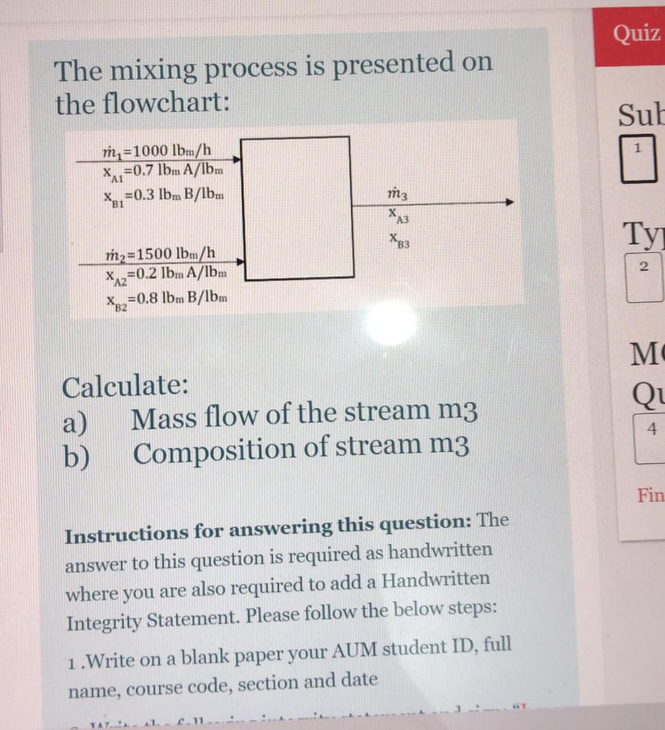 Solved Quiz The mixing process is presented on the | Chegg.com