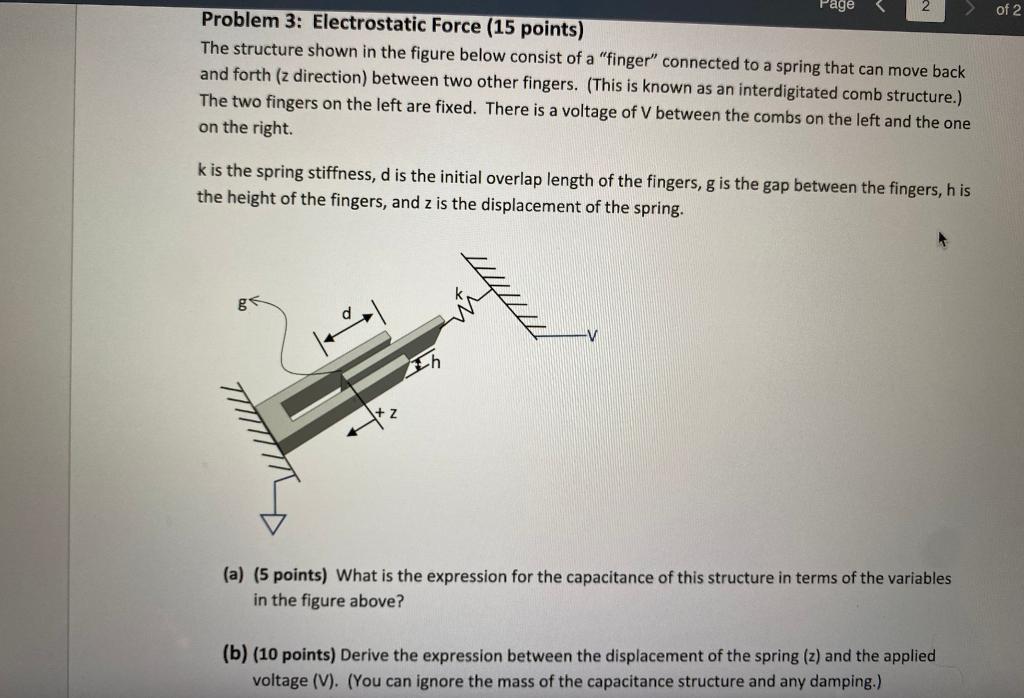 Solved Problem 3: Electrostatic Force (15 points) The | Chegg.com