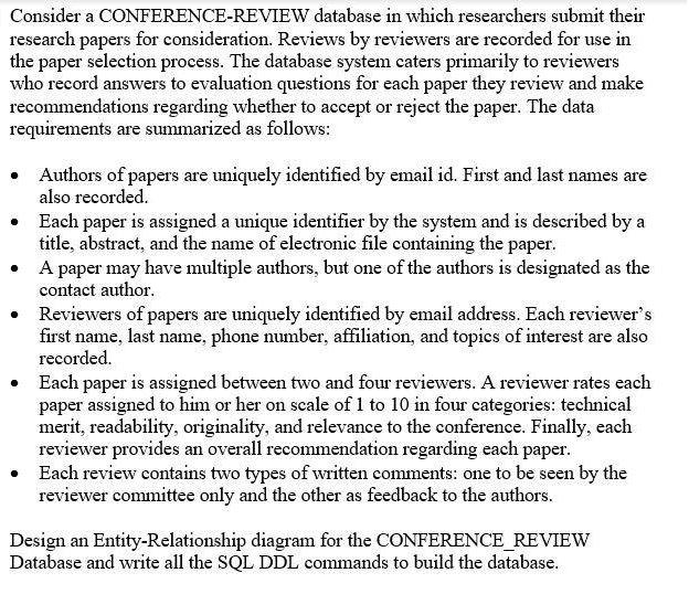 Solved Consider a CONFERENCE-REVIEW database in which | Chegg.com