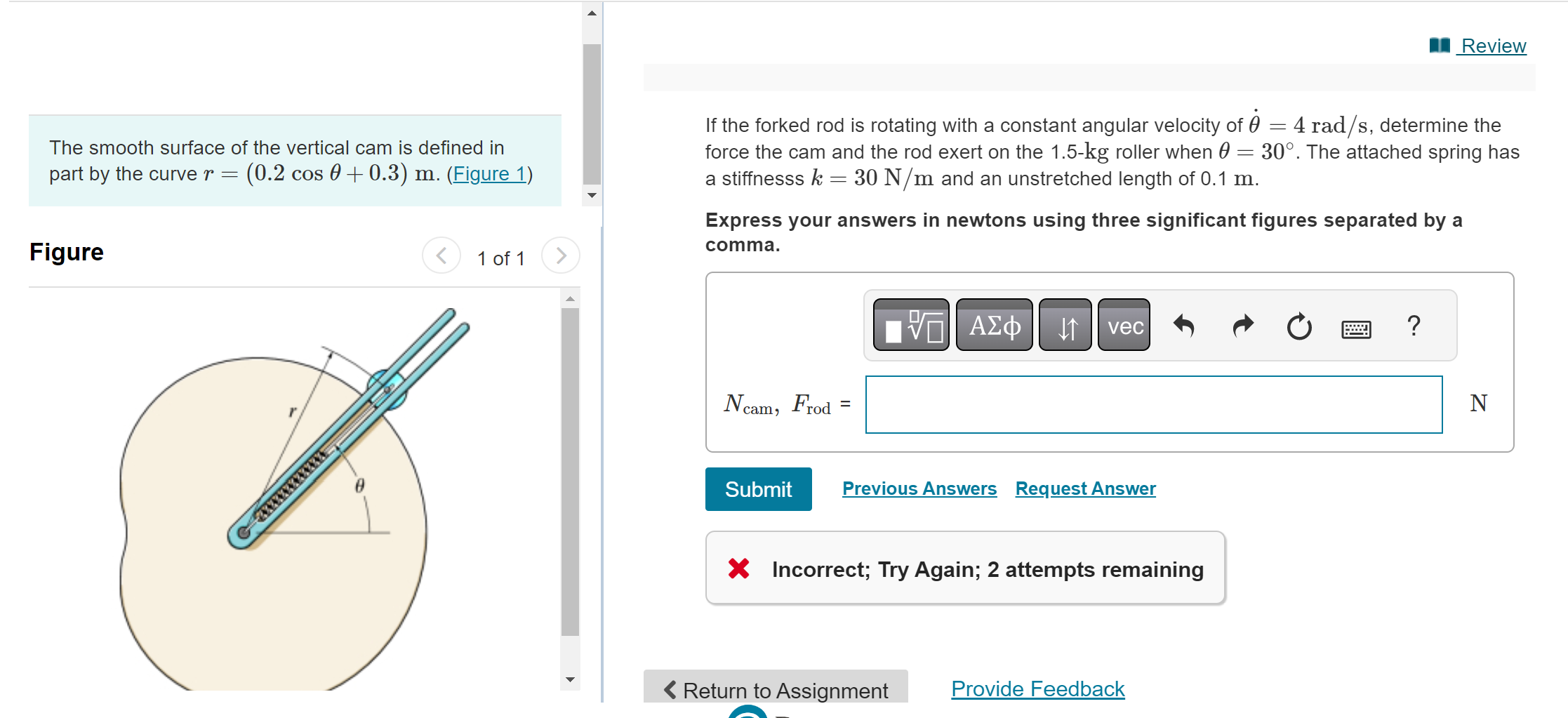 Solved The smooth surface of the vertical cam is defined in | Chegg.com