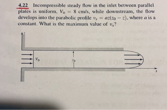 Solved 4.22 Incompressible steady flow in the inlet between | Chegg.com