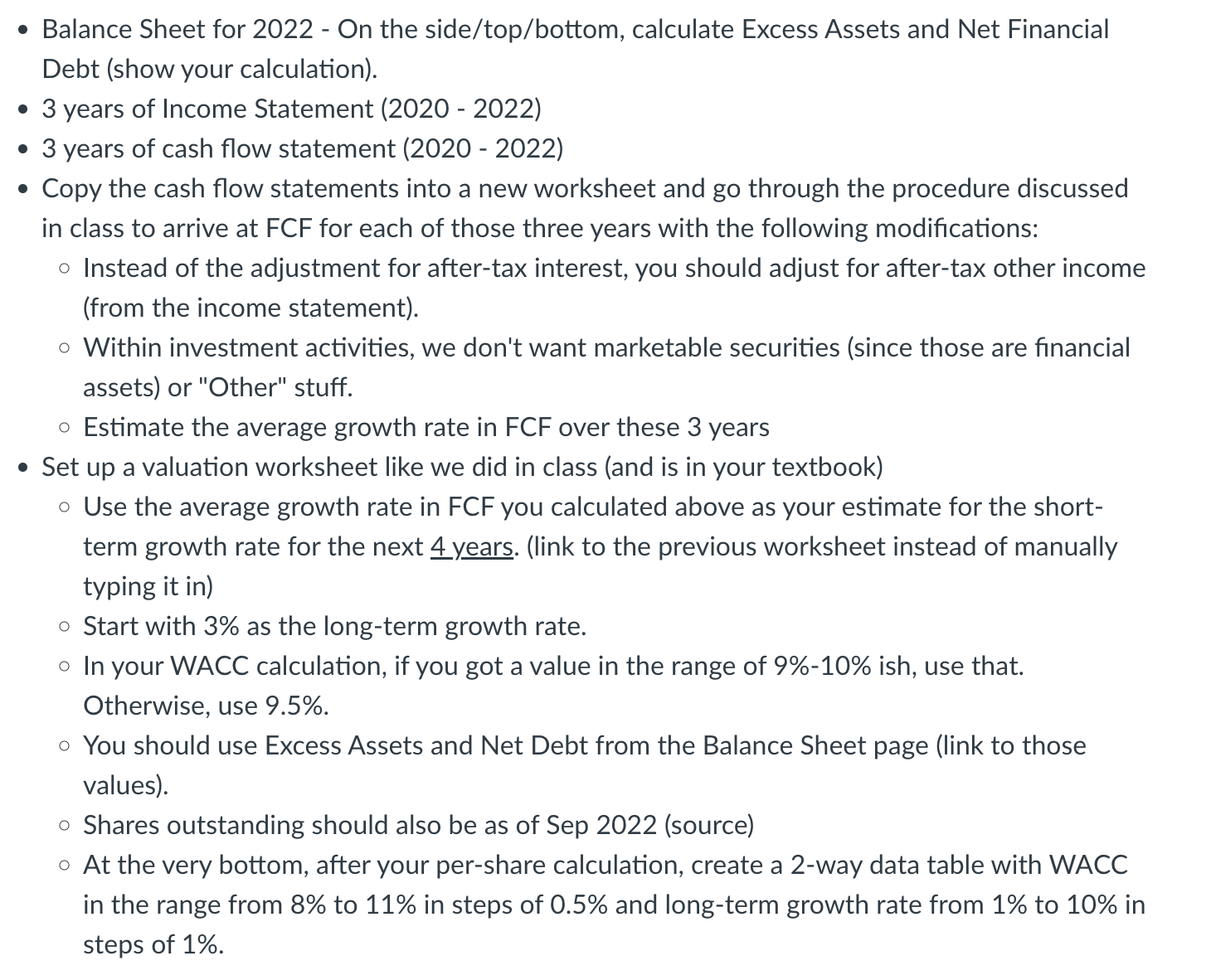 Solved Follow the instruction using discounted FCF calculate | Chegg.com