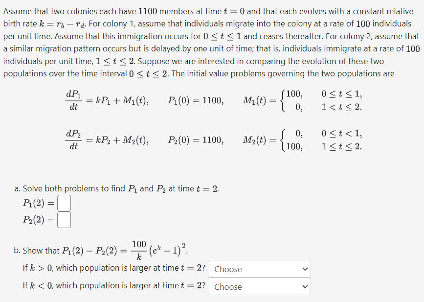 Solved Assume that two colonies each have 1100 members at | Chegg.com