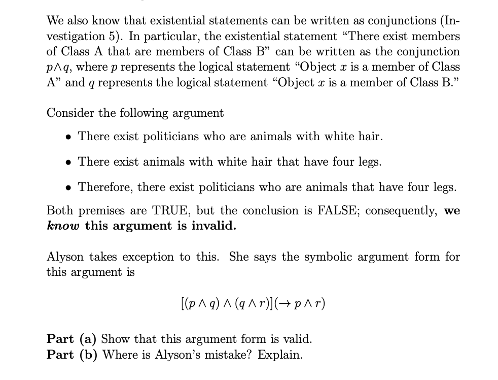 Solved We also know that existential statements can be | Chegg.com