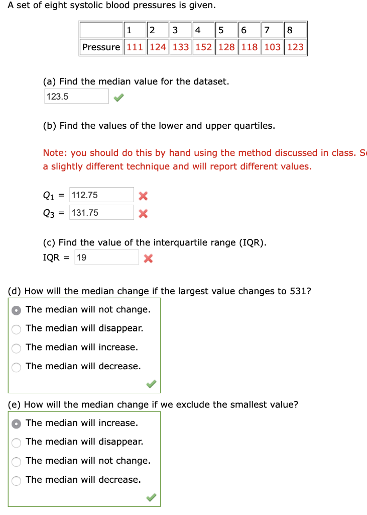 Solved Why is the IQR wrong along with the Q1 and Q3 values? | Chegg.com