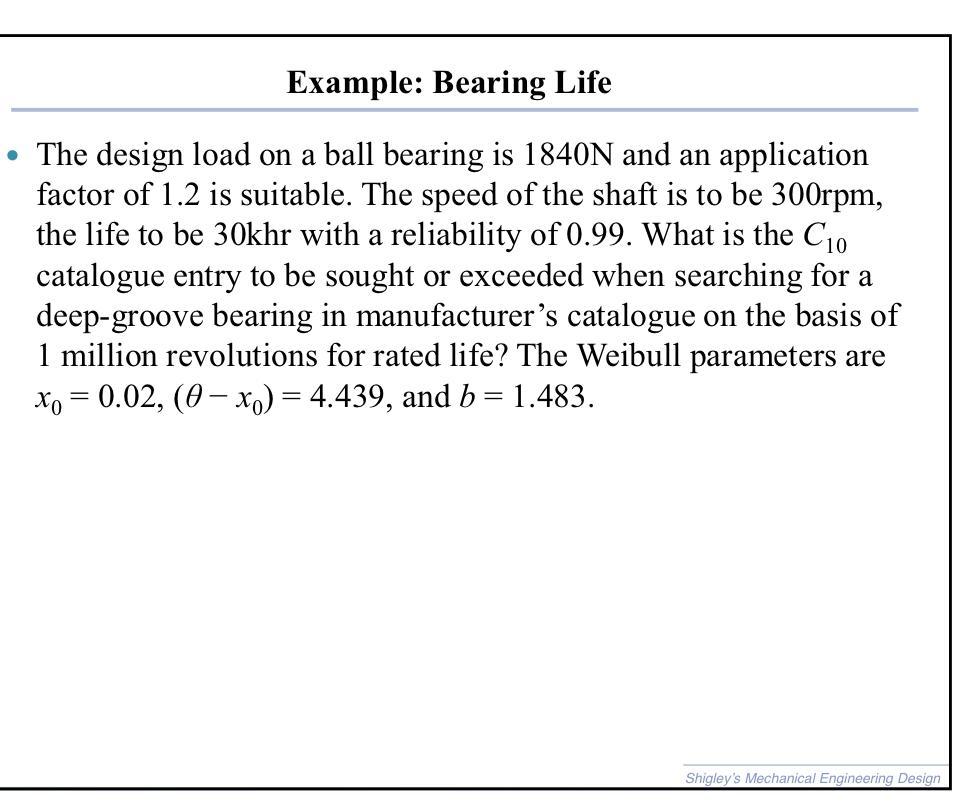 Solved Example: Bearing Life The design load on a ball | Chegg.com
