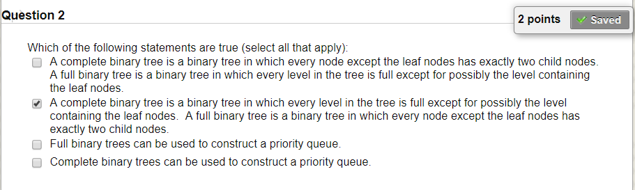 Solved Question 2 Which of the following statements are true | Chegg.com