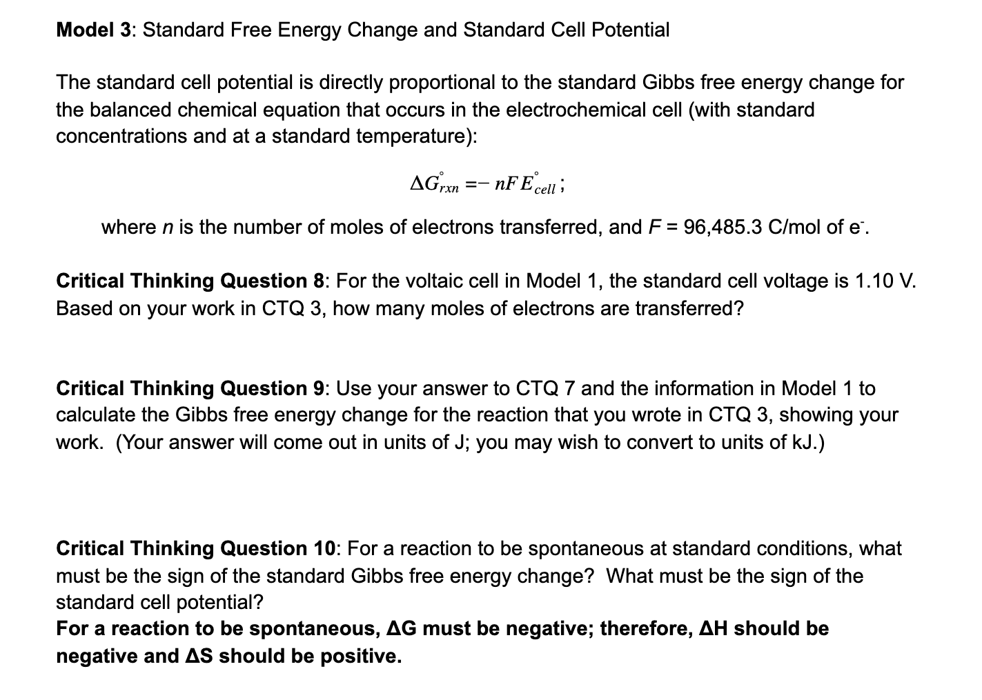 Solved Model 2: Standard Cell Voltages from Several | Chegg.com
